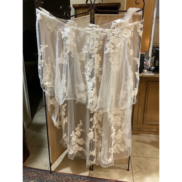 Jackets & Coats | White Lace Overlay Cape Wedding Bridal Shawl Ivory ...